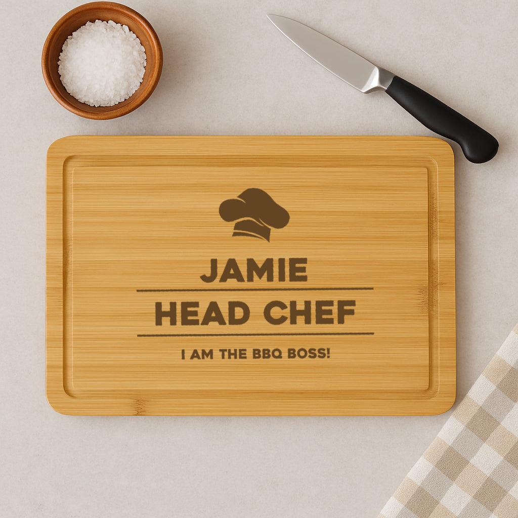 Personalised Head Chef Wooden Chopping Board | Engraved Gift UK ...