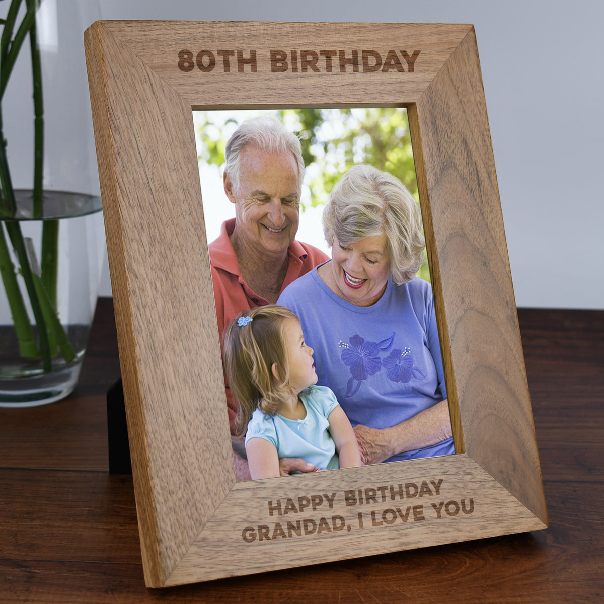 Personalised Wooden 5x7 80th Birthday Frame – Spoken Gifts LTD